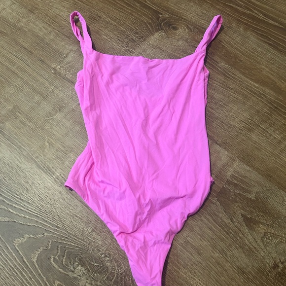 SKIMS | Tops | Skims Pink Bodysuit One Piece | Poshmark